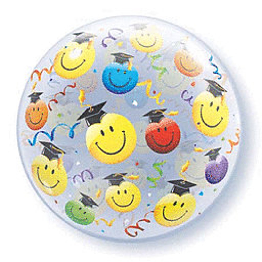 TWO 22" Smiling Grad Faces Bubble Balloon, Party Decoration, Congrats ...