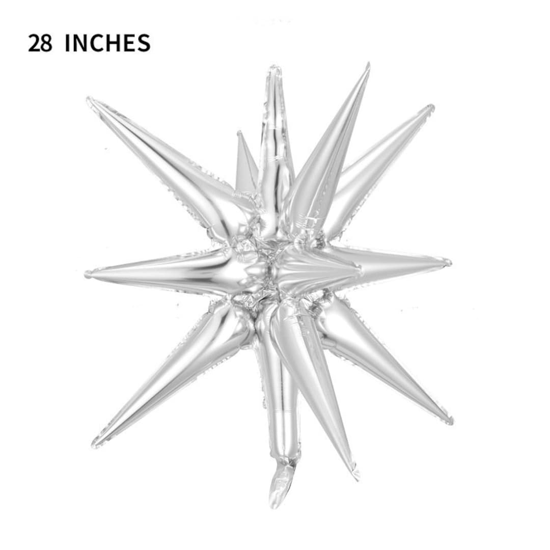 25" Silver Star Burst Foil Balloon, Magic Star, Party Decor, Birthday ...