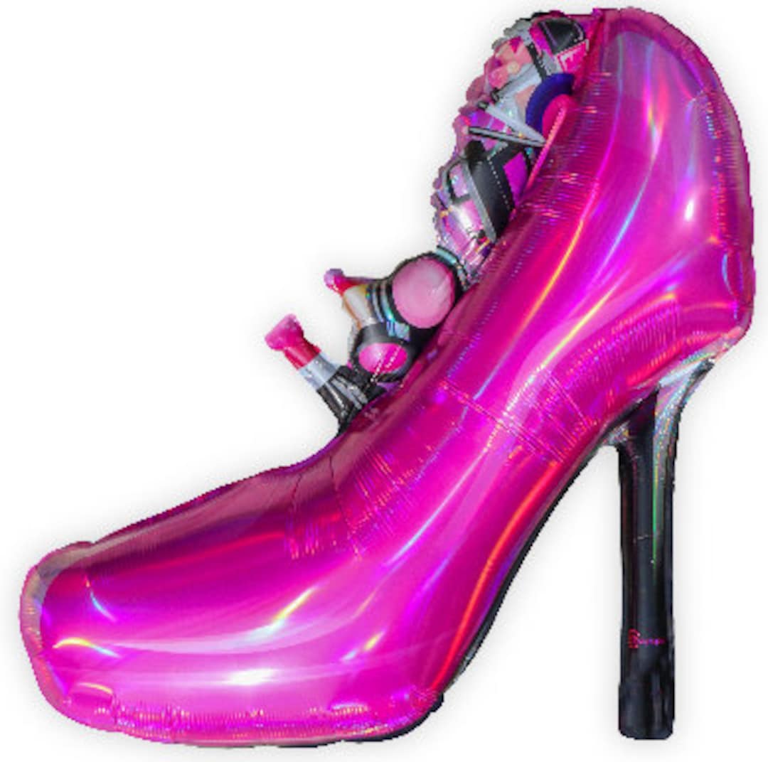 35" Hot Pink High Heel Shoe Filled With Make-up Foil Balloon ...