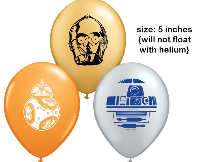 12 R2D2 and 12 C3PO, Set of 24 Star Wars 5" Latex Balloons Droid ...
