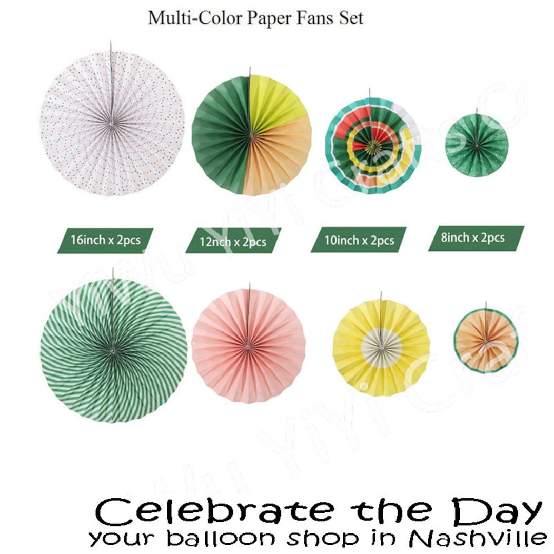 Set of EIGHT Fiesta Paper Fans, Hanging Decor, Event Decorations, Free ...