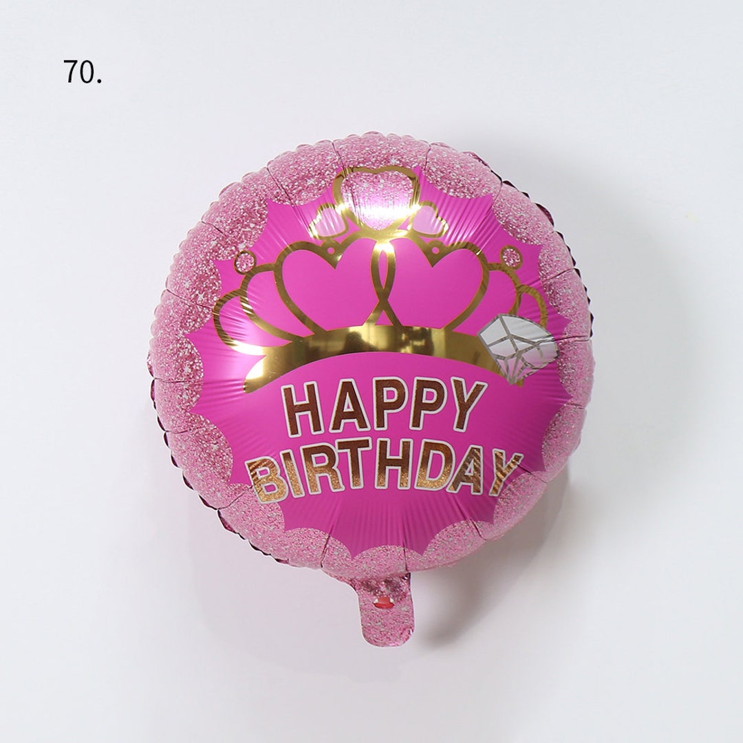 TWO 18" Pink Happy Birthday Foil Balloon, Princess Crown, Royal ...