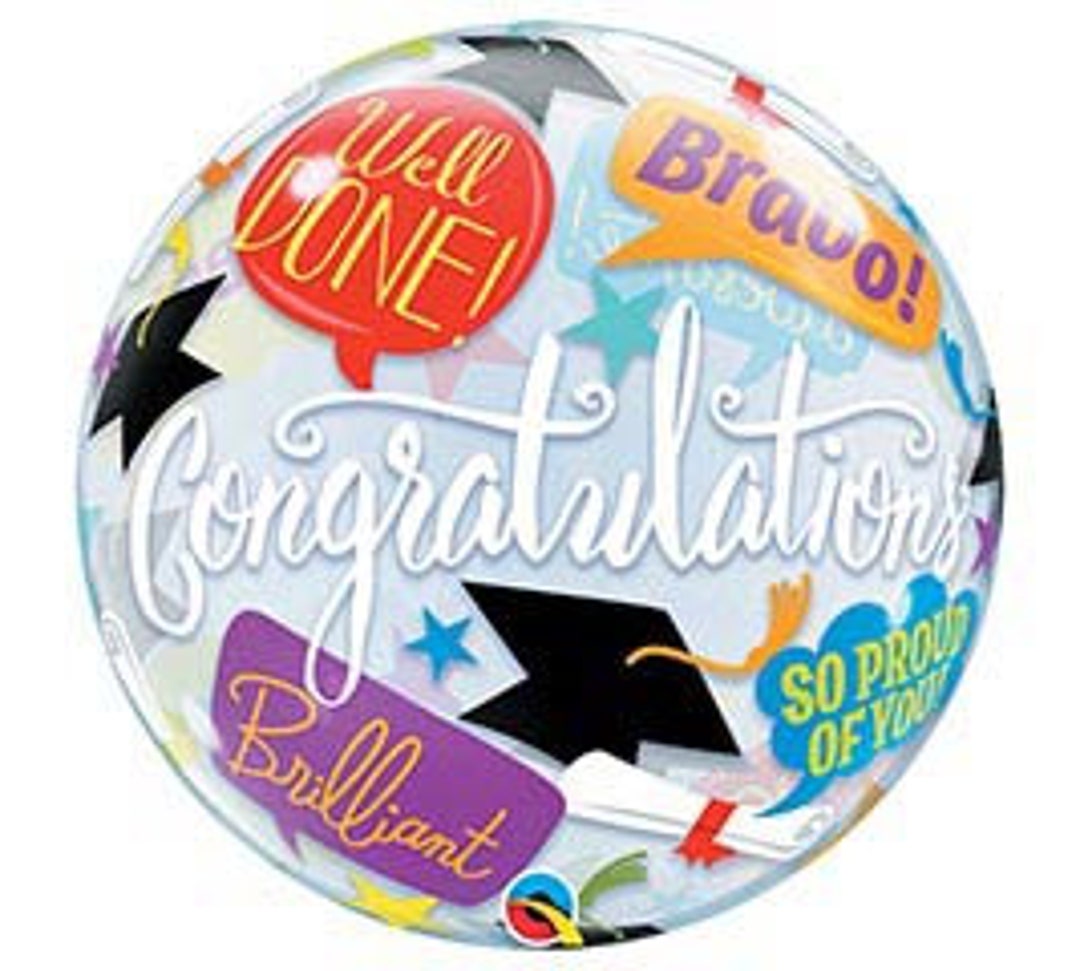 22" Graduate Accolades Bubble Balloon, Party Decoration, Congrats Grad ...