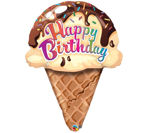 27 Ice Cream Cone Happy Birthday Foil Balloon Dessert - Etsy