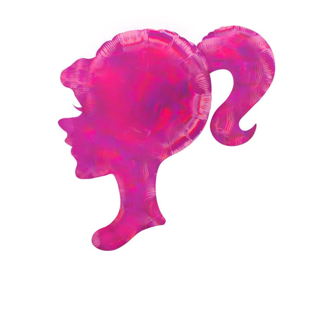 28" Hot Pink Woman's Shadow Head Shape Foil Balloon, Female Outline ...