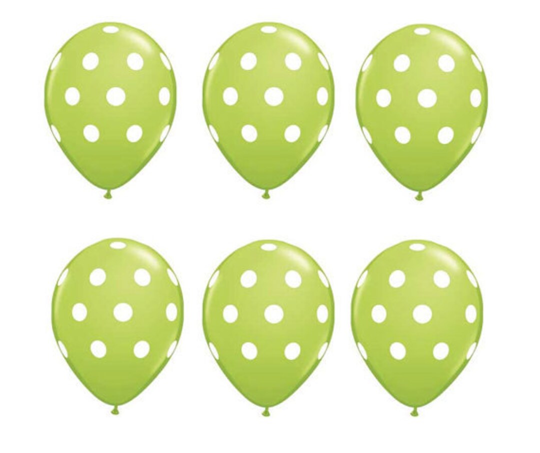 Polka Dots on Lime Green Set of 12 11" Latex Balloons Party Decoration ...