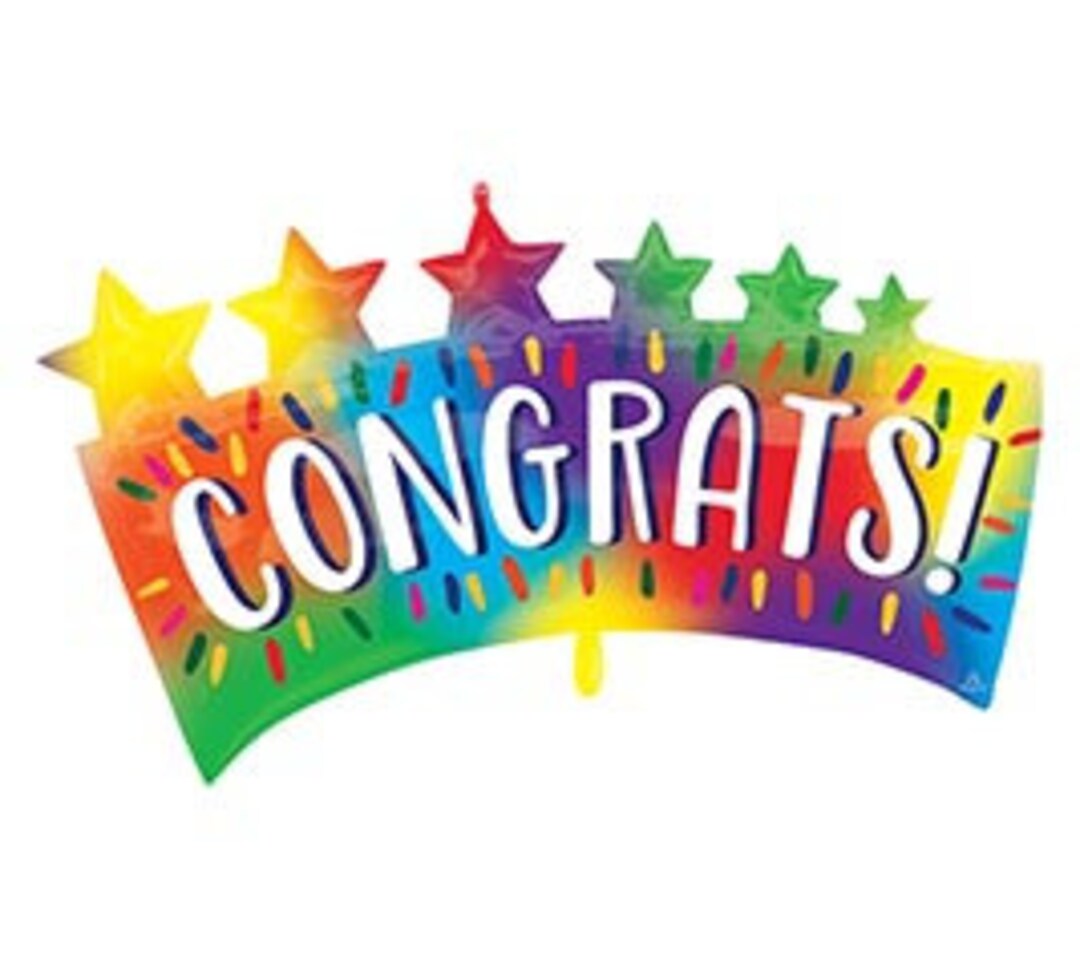 Colorful Congratulations 34" Banner Shape Foil Balloon, Colorful Party ...