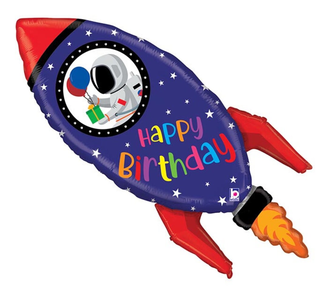 40" Happy Birthday Astronaut in a Rocket Foil Balloon, Outer Space ...