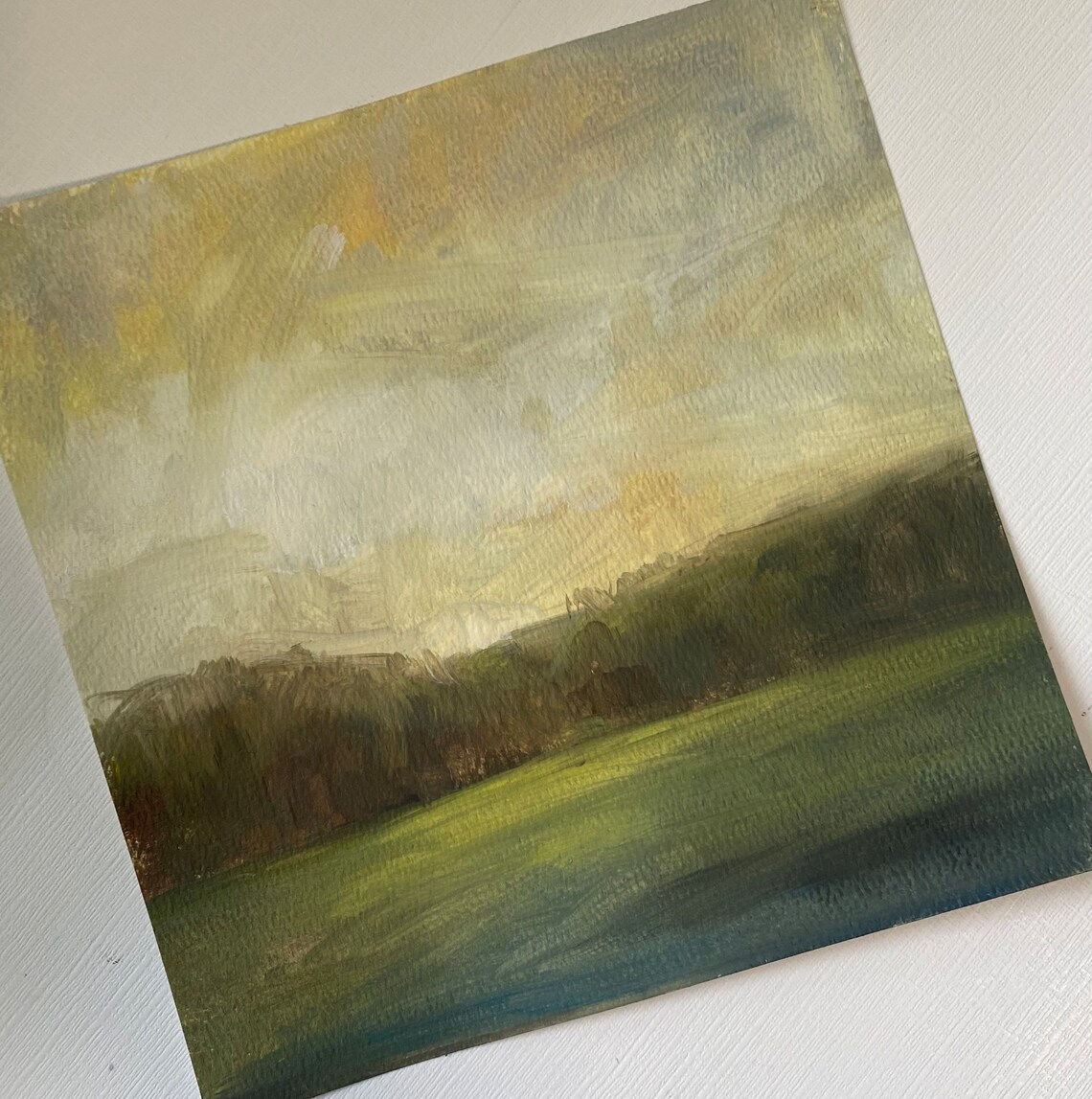 Original Oil on Paper, Unframed, Landscape on Paper, 8x8 Inch Painting ...