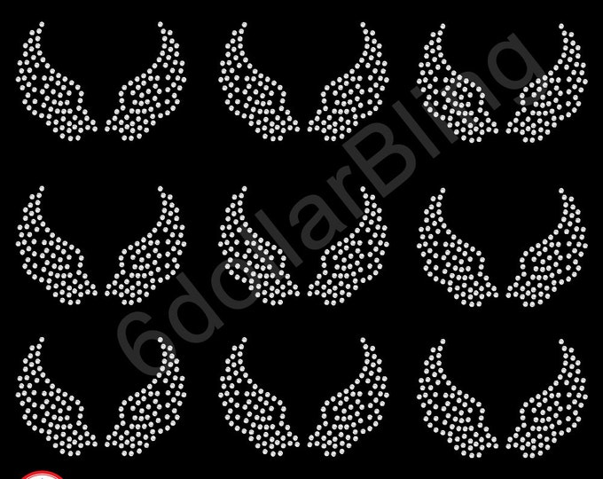 Angel Wings (small, Set Of) Rhinestone Iron-on Crystal Bling Transfer ...