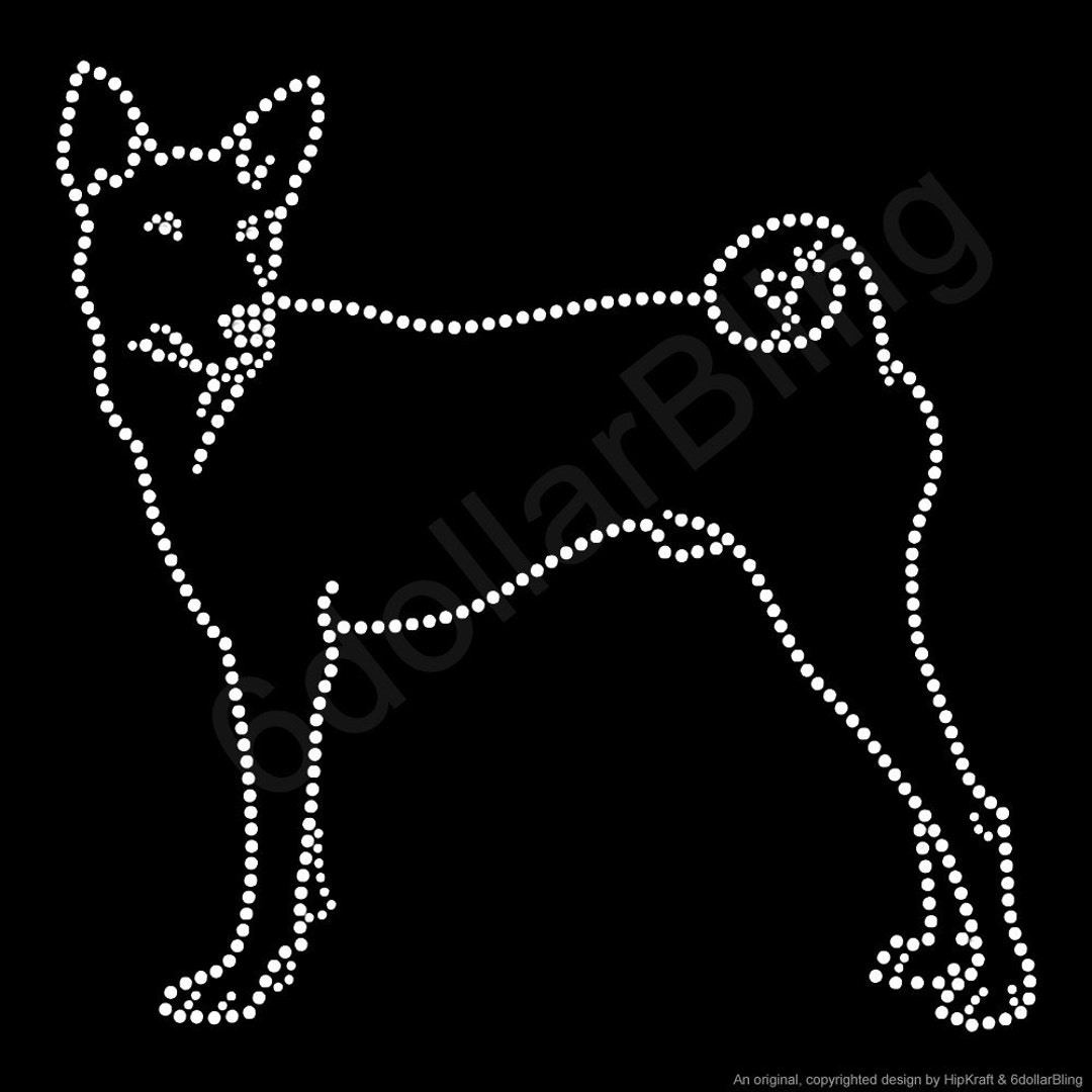 Basenji Outline Rhinestone Iron-on Crystal Bling Hotfix Sparkle ...