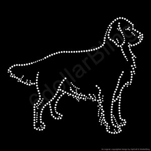 Golden Retriever Outline Rhinestone Iron-on Crystal Bling Transfer ...