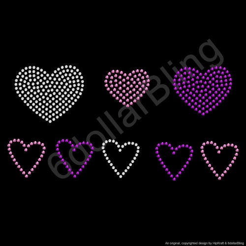 Heart Rhinestone Transfer Bling Hot Fix Iron on Patch Motif - Etsy