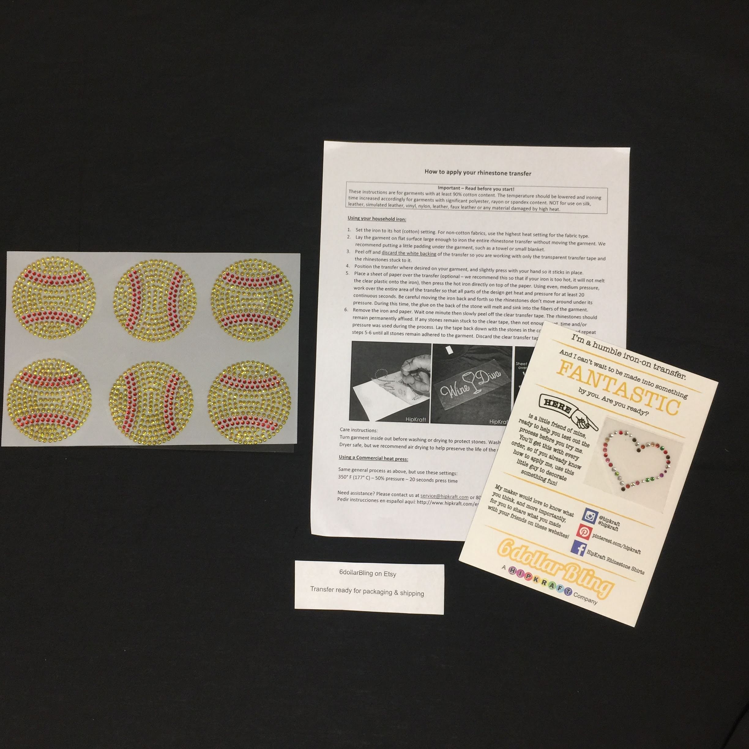 Rhinestone Iron on Transfer six Small Softballs - Etsy