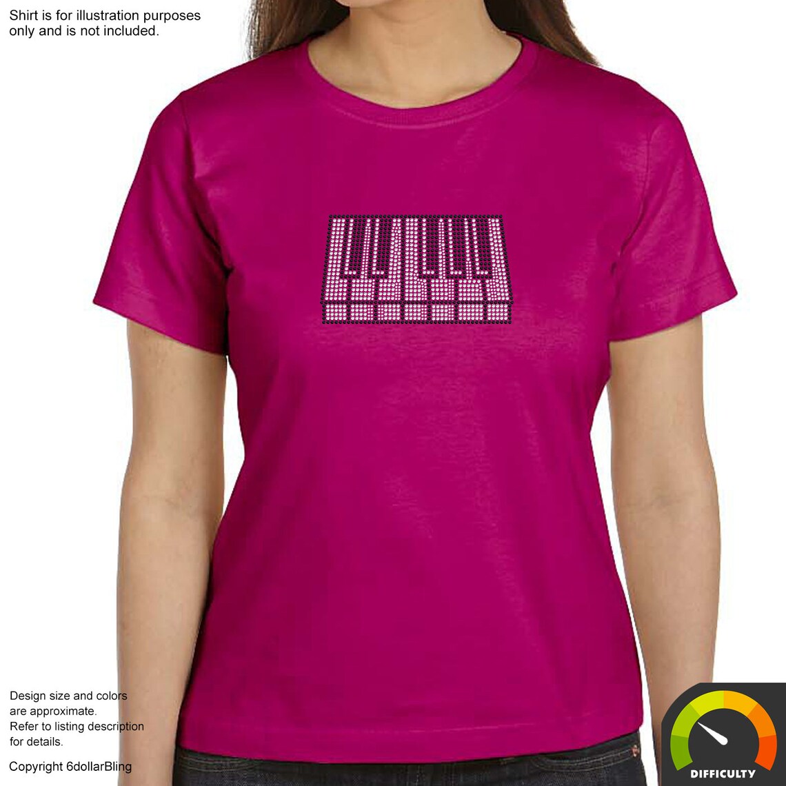 Rhinestone Iron on Transfer Piano Keys Keyboard Crystal Bling | Etsy