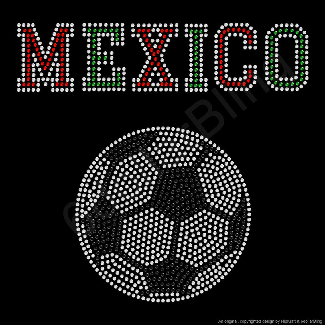 Rhinestone Iron on Transfer MEXICO With Soccer Ball Futbol - Etsy