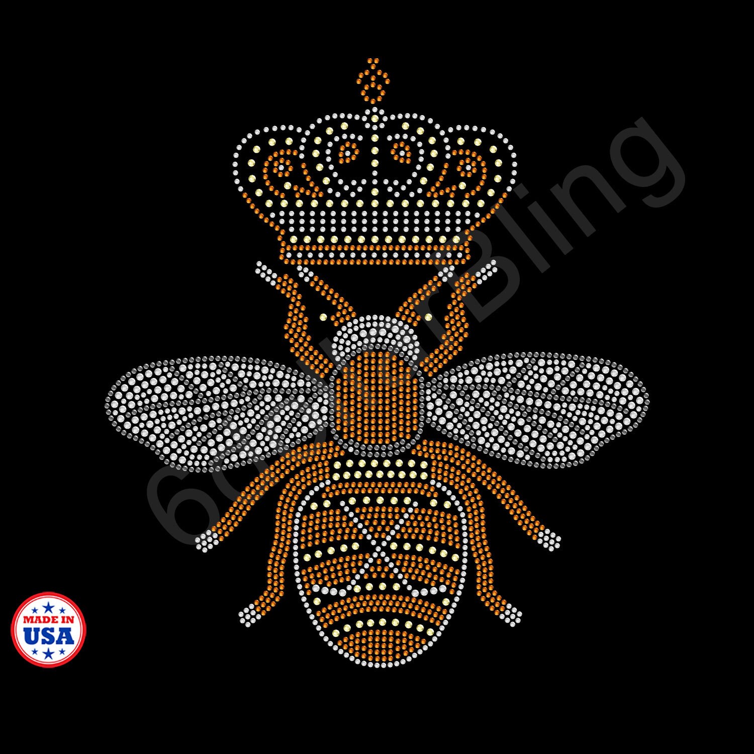 Bee With Crown Queen Bee Rhinestone Iron on Transfer Crystal - Etsy