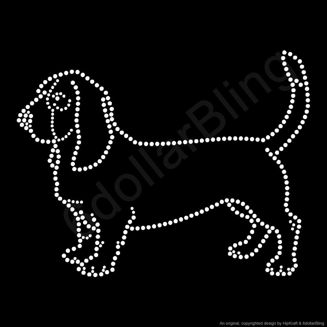 Basset Hound Outline Dog Breed Rhinestone Iron-on Crystal Bling ...