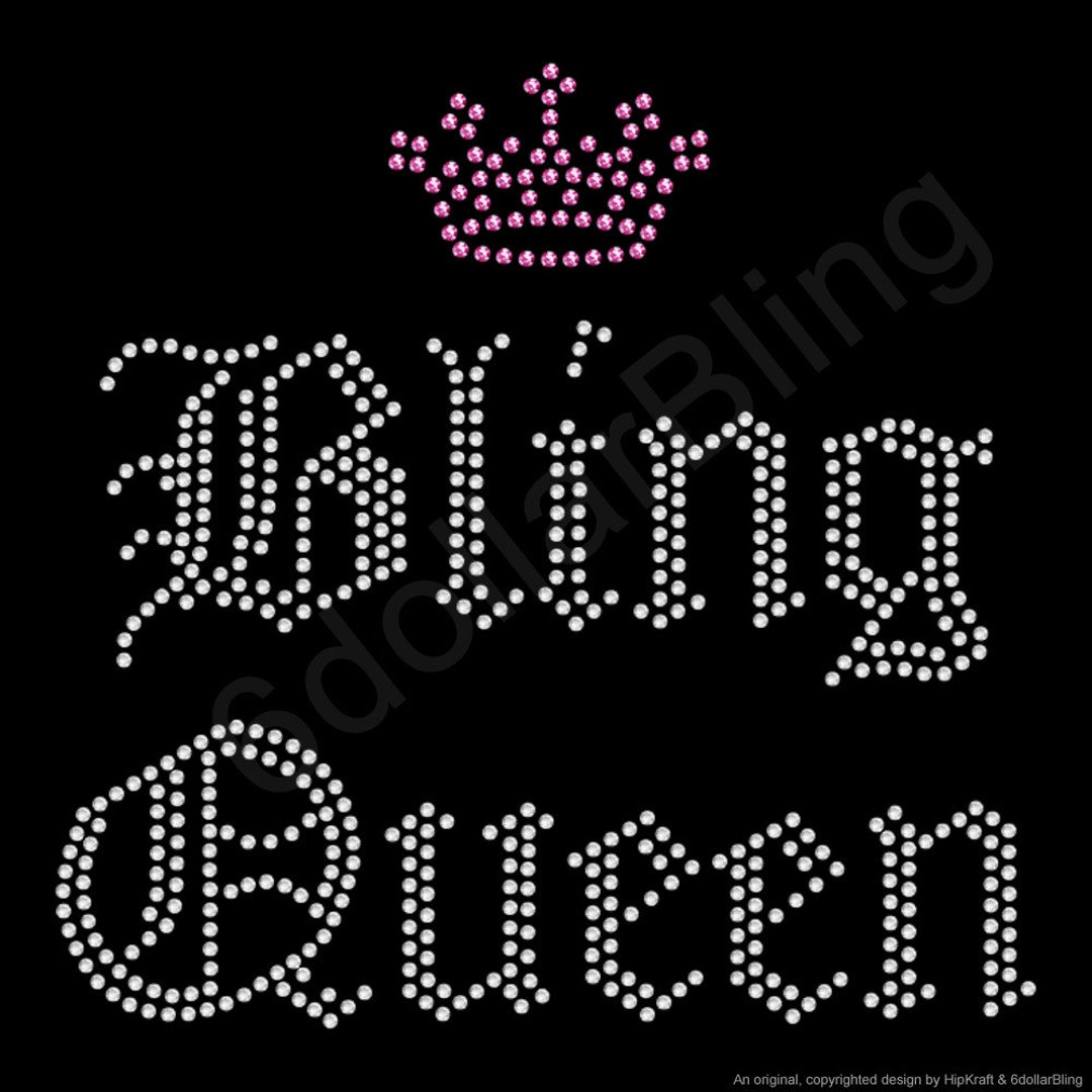 Bling Queen Rhinestone Iron-on Crystal Bling Hotfix Transfer Applique ...