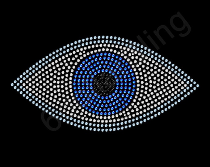 Evil Eye Rhinestone Iron-on Crystal Bling Transfer Applique Motif Patch ...