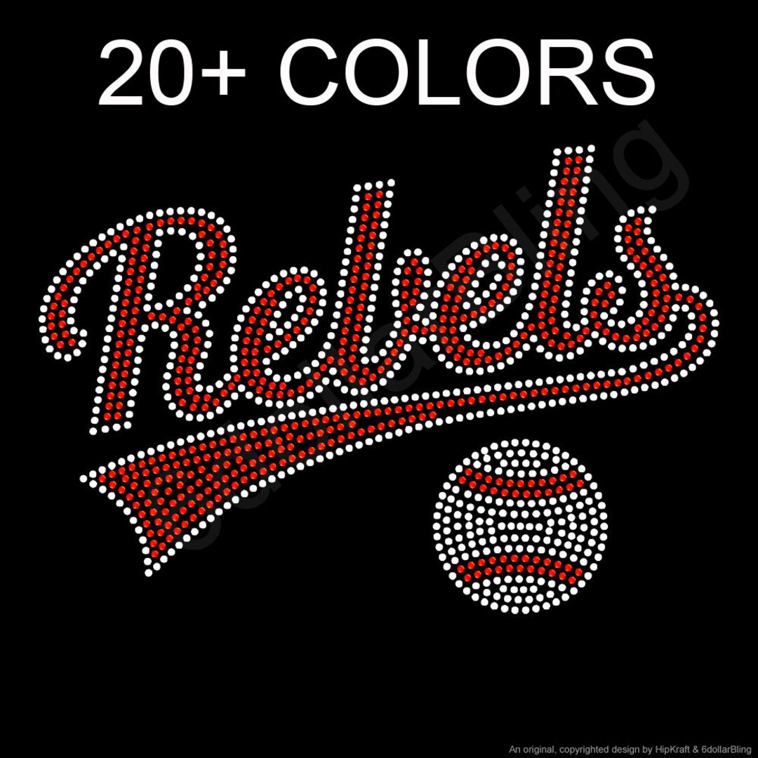 Rebels or Rebelettes Rhinestone Iron-on Crystal Bling Hotfix Sparkle ...