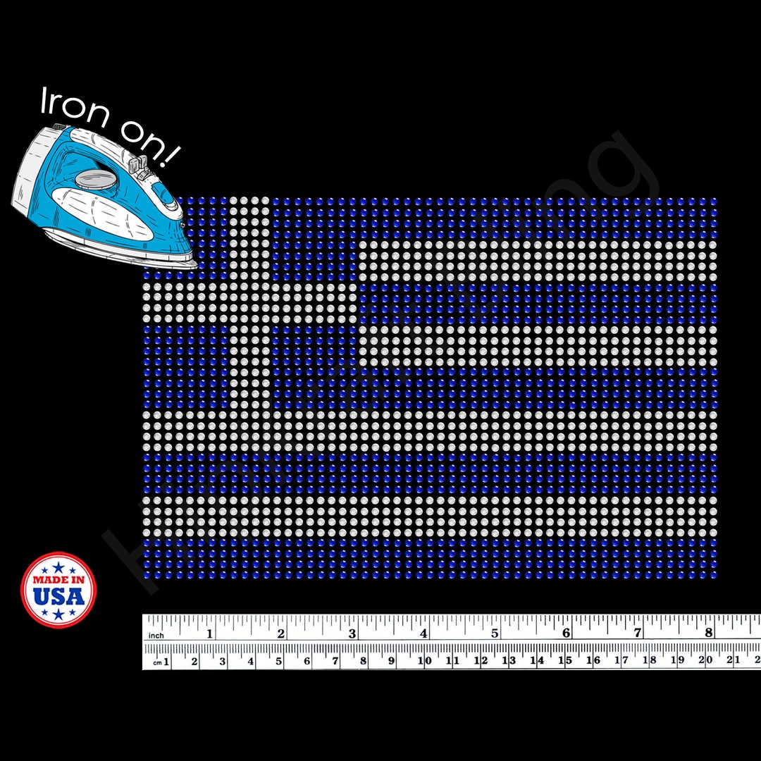 Greece Greek Flag Rhinestone Iron-on Transfer Crystal Sparkle Bling ...