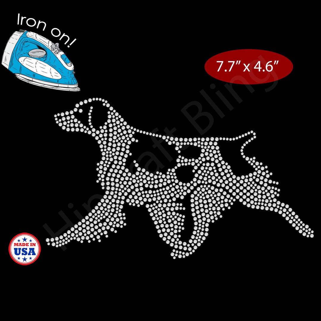 Brittany Spaniel Silhouette Gaiting Rhinestone Iron-on Crystal Bling ...