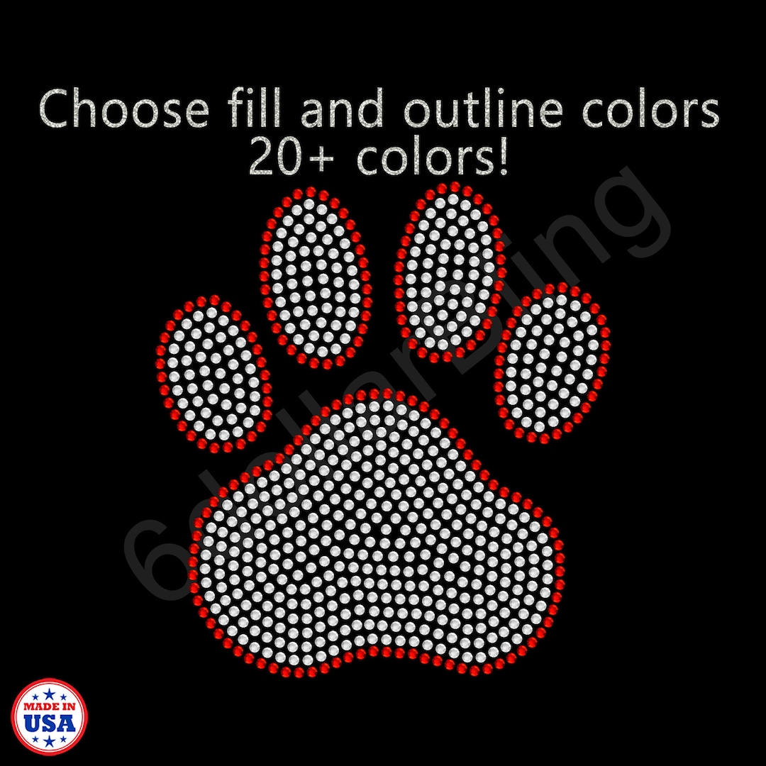 Rhinestone Iron on Transfer "dog Paw" Bling Sparkle Applique - You ...