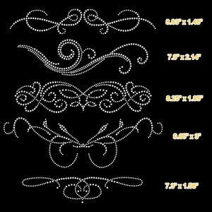 Swirls Set #1 - Rhinestone Iron-on Transfer Crystal Bling Applique ...