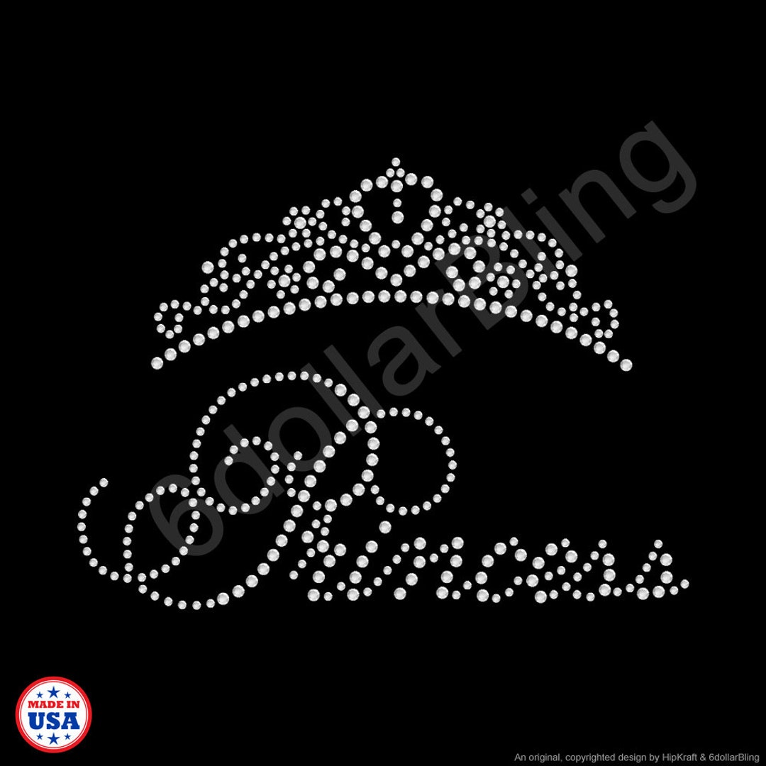Princess With Tiara Rhinestone Iron-on Crystal Bling Hotfix Sparkle ...