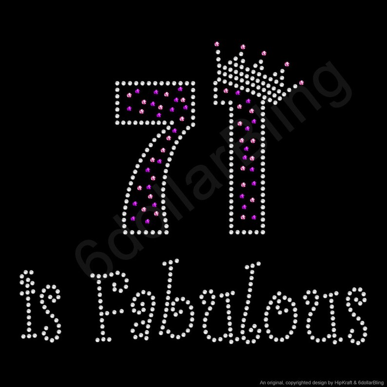 71 is Fabulous Rhinestone Iron-on Crystal Bling Transfer Applique ...