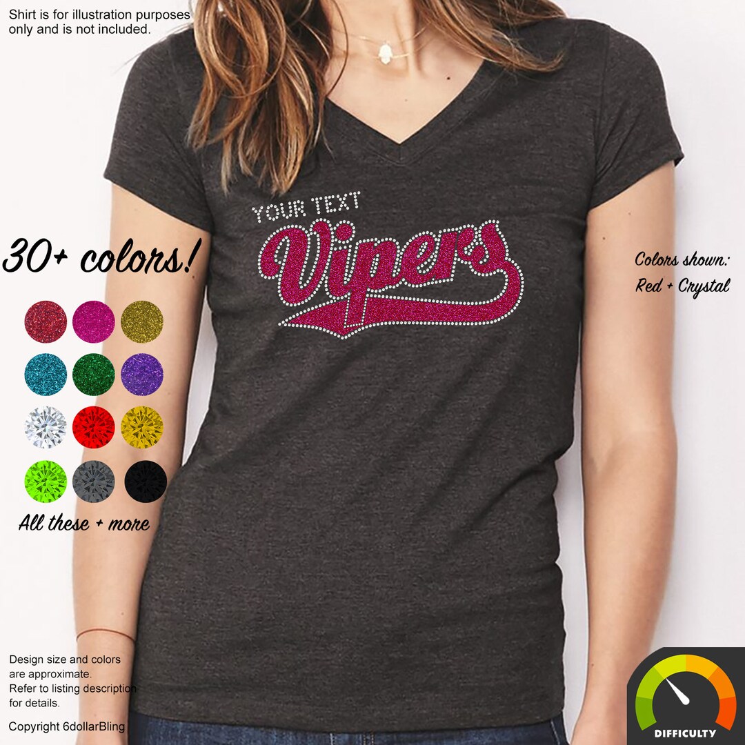 Vipers Rhinestone + Glitter Iron-on Bling Crystal Transfer Applique ...