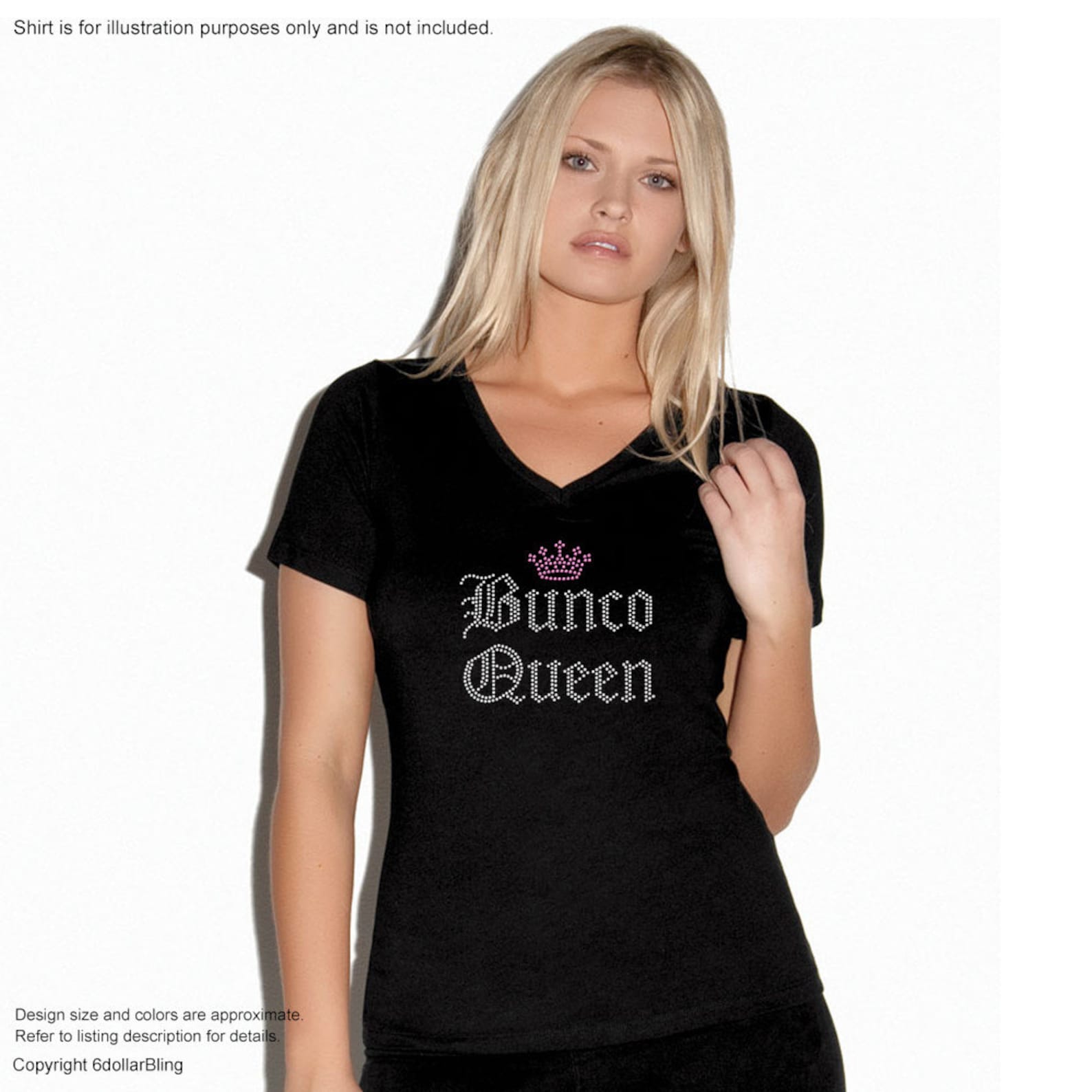 Bunco Queen With Crown Rhinestone Iron-on Crystal Bling Hotfix Sparkle ...