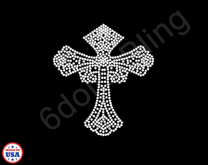 Rhinestone Iron on Transfer Gothic Cross SMALL Size Crystal Bling ...