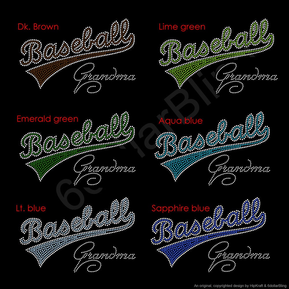 Rhinestone Iron on Transfer baseball Grandma Bling - Etsy