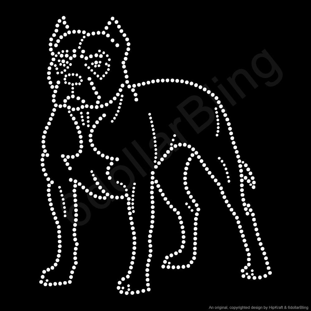 Pit Bull Dog Breed Rhinestone Iron-on Crystal Bling Transfer Hot Fix ...