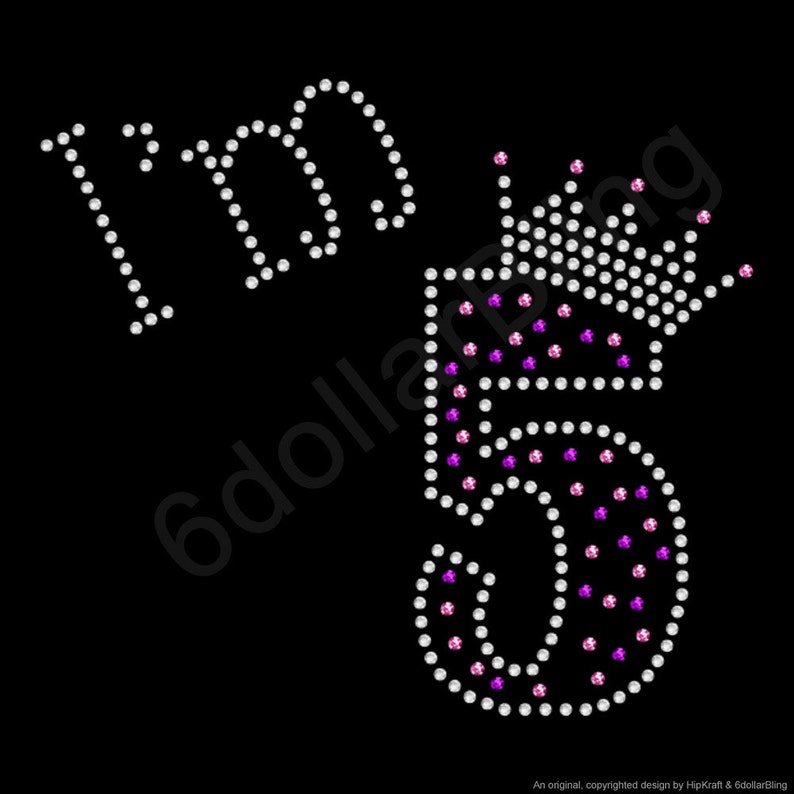 I'm 5 Rhinestone Iron-on Crystal Bling Transfer Applique - Make Your ...