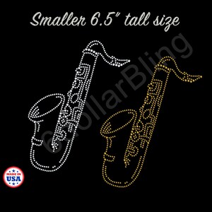 Saxophone Rhinestone Iron on Transfer Music Crystal Bling Design ...