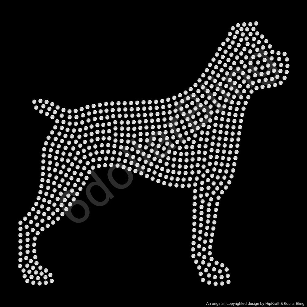 Boxer Dog Breed Rhinestone Iron-on Crystal Bling Hotfix Sparkle ...