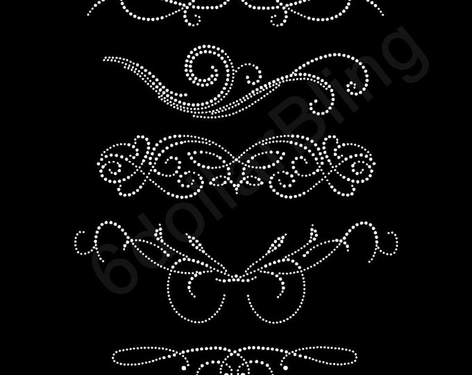Swirls Set #1 - Rhinestone Iron-on Transfer Crystal Bling Applique ...