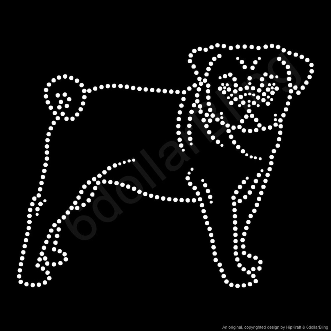 Pug Outline Rhinestone Iron-on Crystal Bling Hotfix Sparkle - Etsy