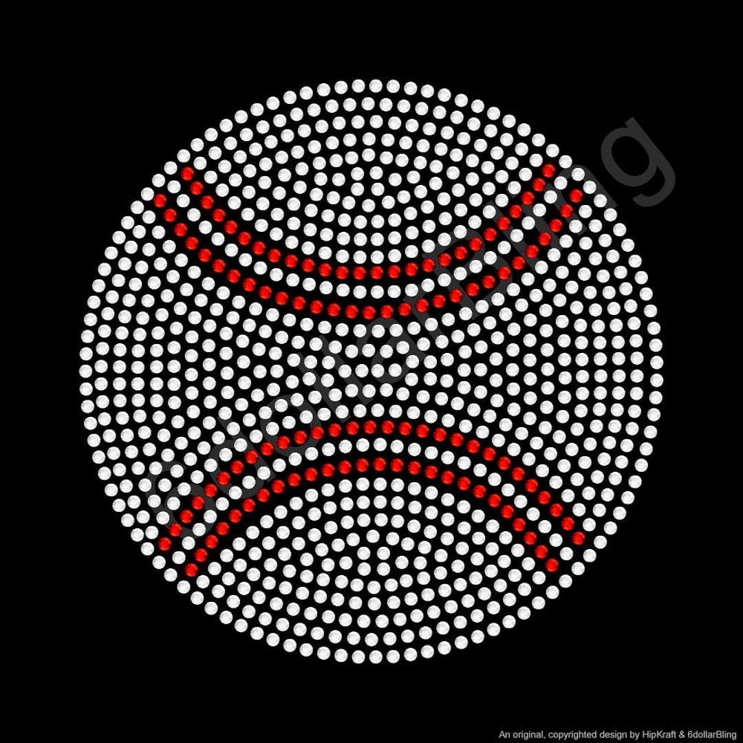 Large Baseball Rhinestone Iron-on Crystal Bling Hotfix Sparkle Transfer ...