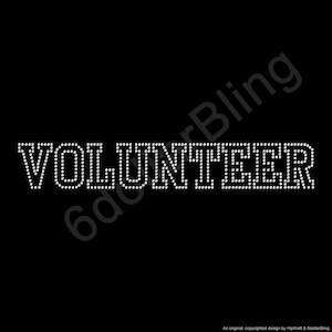 Volunteer Large BLOCK Letters Rhinestone Iron-on Crystal Bling Hotfix ...