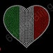 Italy Italian Flag Heart Rhinestone Iron-on Transfer Crystal Bling ...