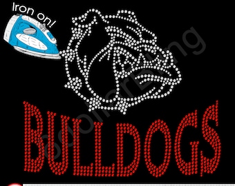 Bulldog you Choose Color Rhinestone Iron-on Crystal Bling Hotfix ...