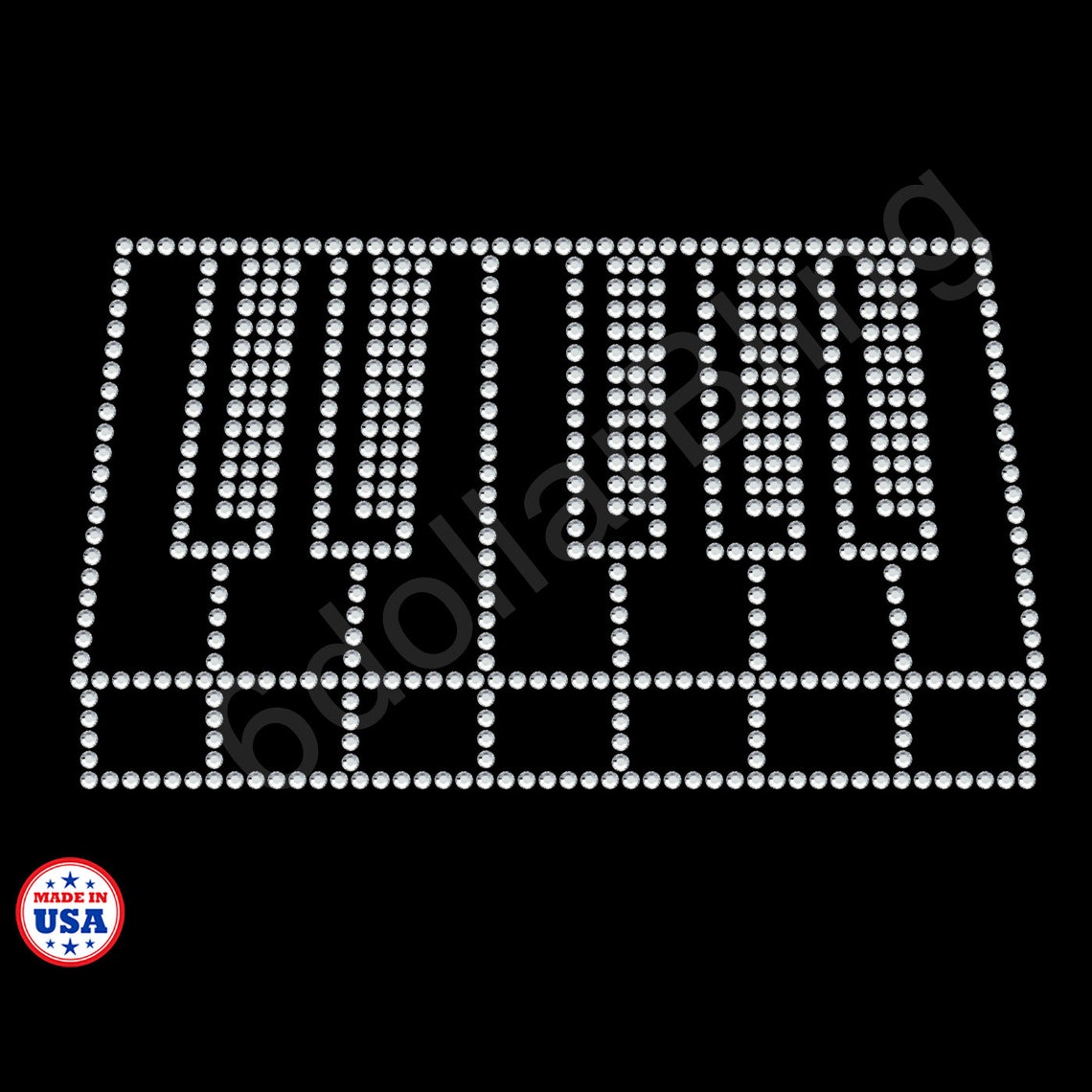 Rhinestone Iron on Transfer Piano Keys Keyboard Crystal Bling | Etsy