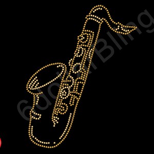 Saxophone Rhinestone Iron on Transfer Music Crystal Bling Design ...