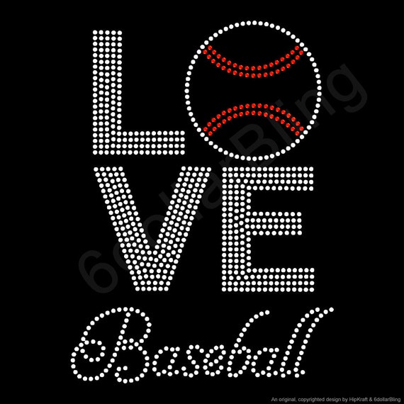 LOVE Baseball Rhinestone Iron-on Crystal Bling Hotfix Sparkle | Etsy