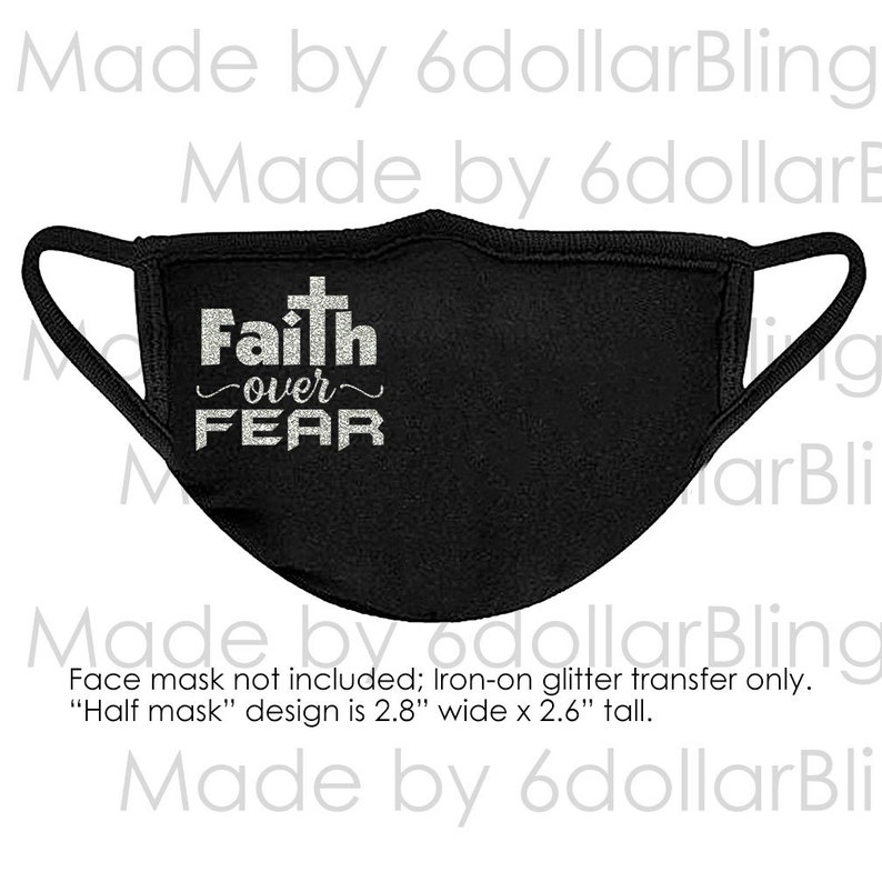 FAITH Over FEAR Small Glitter Iron-on Crystal Bling Hotfix Sparkle ...