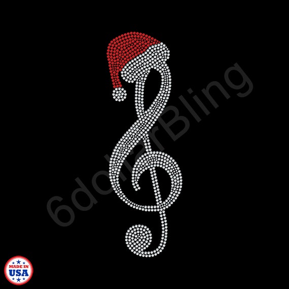 Treble Clef Santa Hat Rhinestone Iron-on Crystal Bling | Etsy